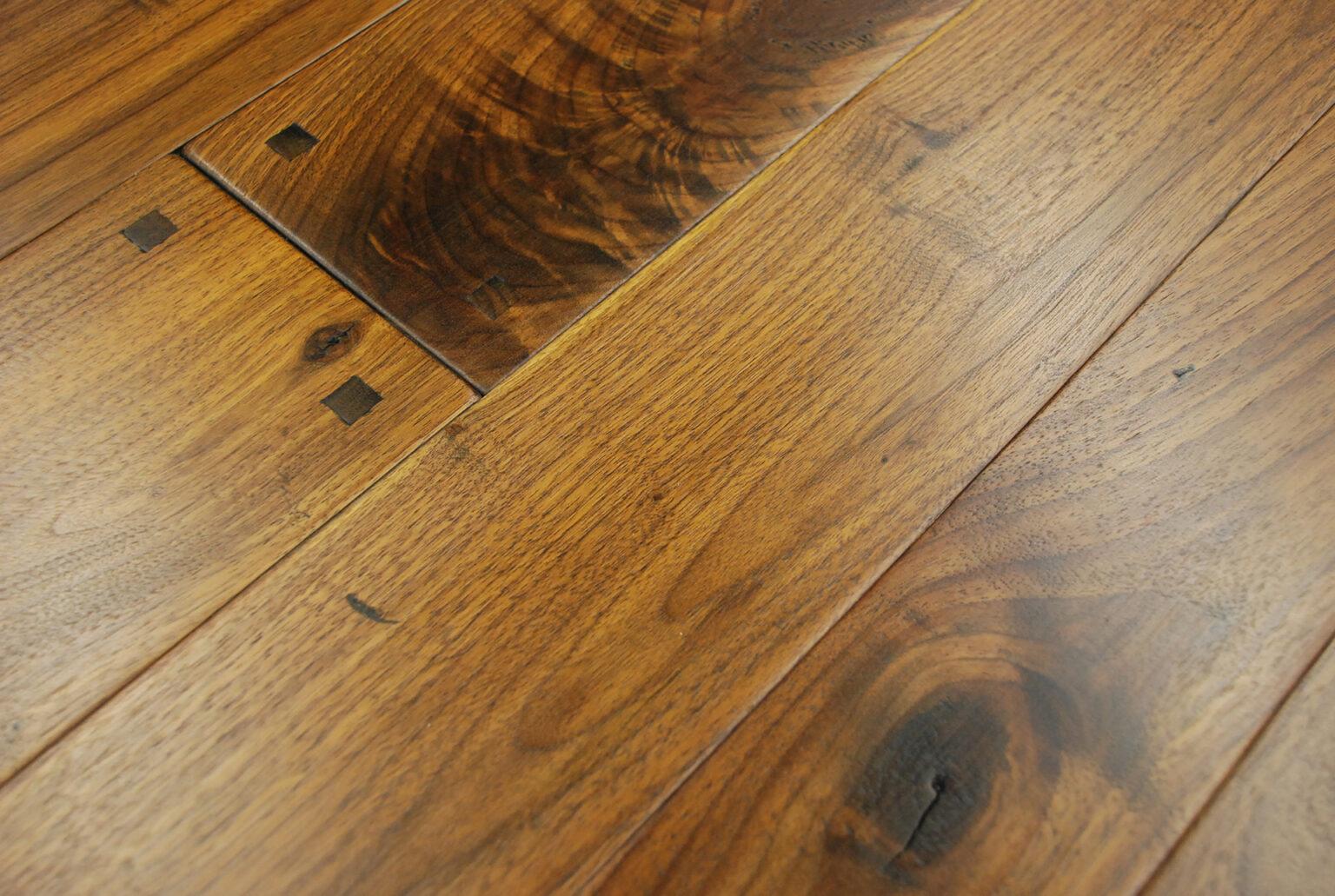 Wide Plank Walnut Flooring with Flush Pegs, Soft Edges, Smoke Accents ...